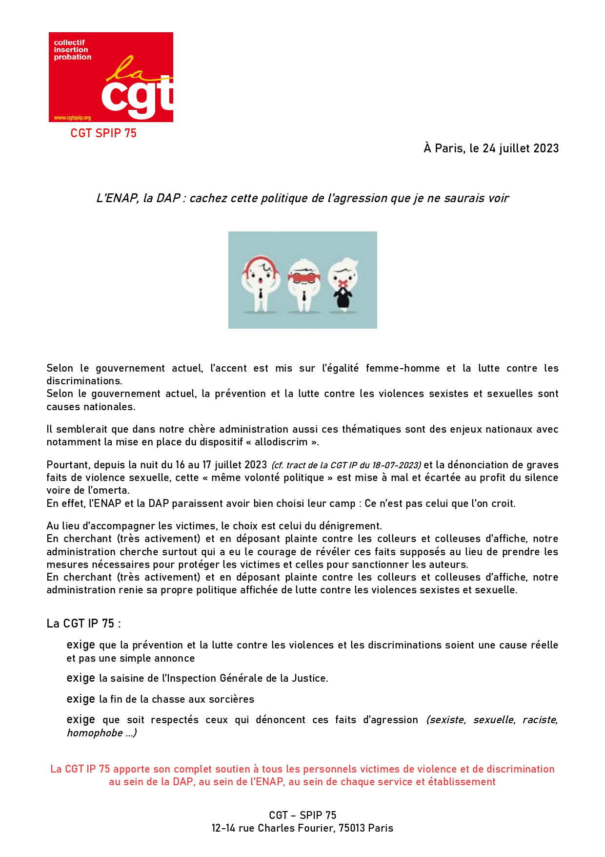 CGT SPIP 75 – Silence, on agresse – CGT insertion probation